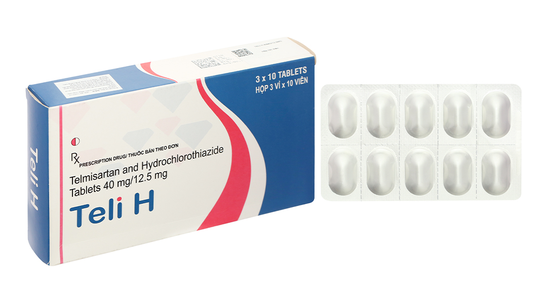 Teli H 40mg/12.5mg trị tăng huyết áp vô căn (3 vỉ x 10 viên) - 08/2025 ...