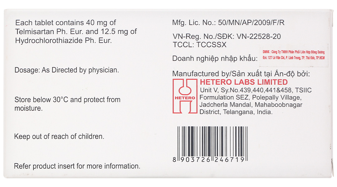 Thuốc Telsar-H 40/12.5 trị tăng huyết áp - 04/2026 | nhathuocankhang.com