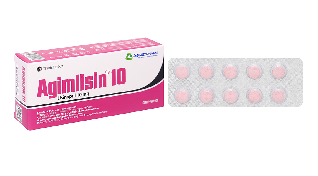 Agimlisin 10mg trị tăng huyết áp, suy tim, bệnh thận do đái tháo đường ...