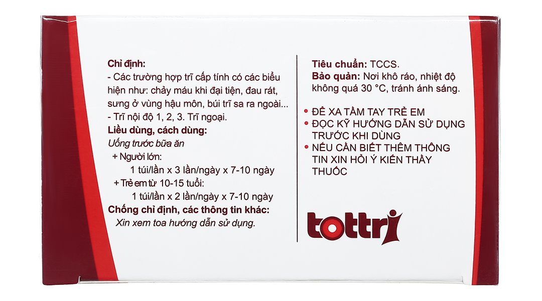 Thuốc Tottri dạng viên hoàn cứng phòng và trị trĩ (15 gói x 5g) - 05/ ...