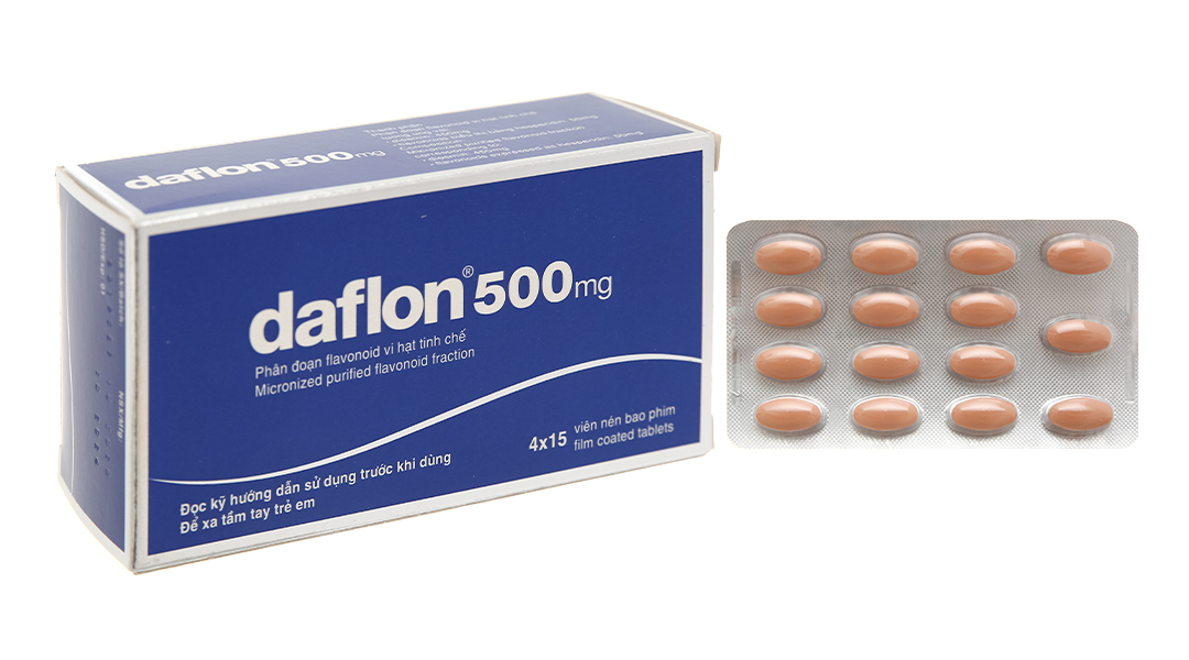 Thuốc Daflon 500mg trị rối loạn tuần hoàn tĩnh mạch và trĩ cấp (60 viên ...