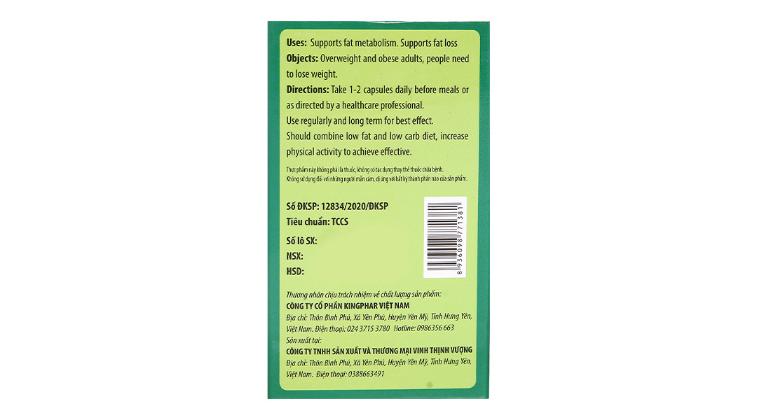 Kingphar Viên Uống Slim hộp 60 viên - 05/2026 | nhathuocankhang.com