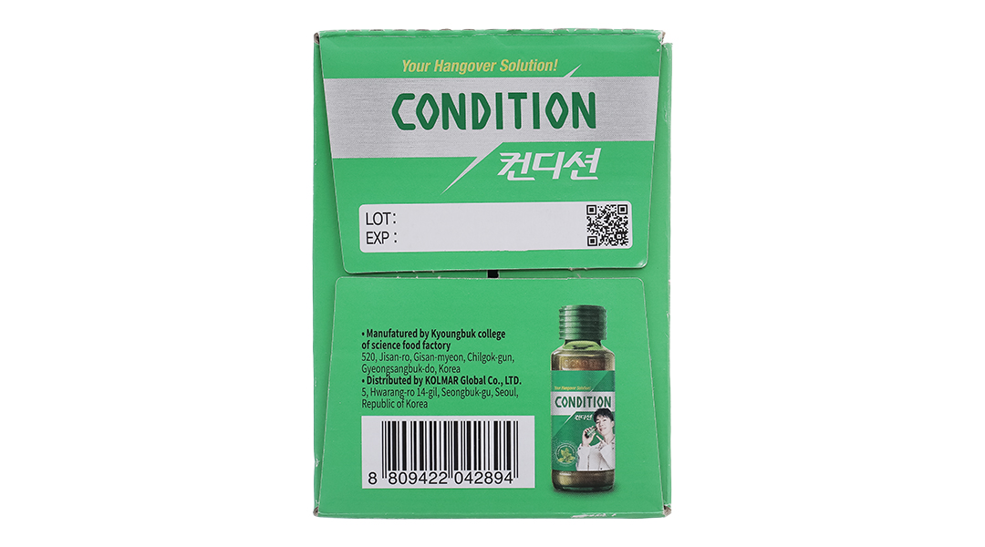 Thực phẩm bảo vệ sức khỏe Nước Uống Giải Rượu Condition 100ml hộp 10 ...
