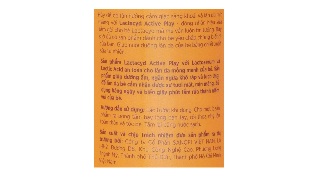 Sữa tắm gội Lactacyd Baby Active Play giúp dưỡng ẩm, giảm kích ứng cho ...