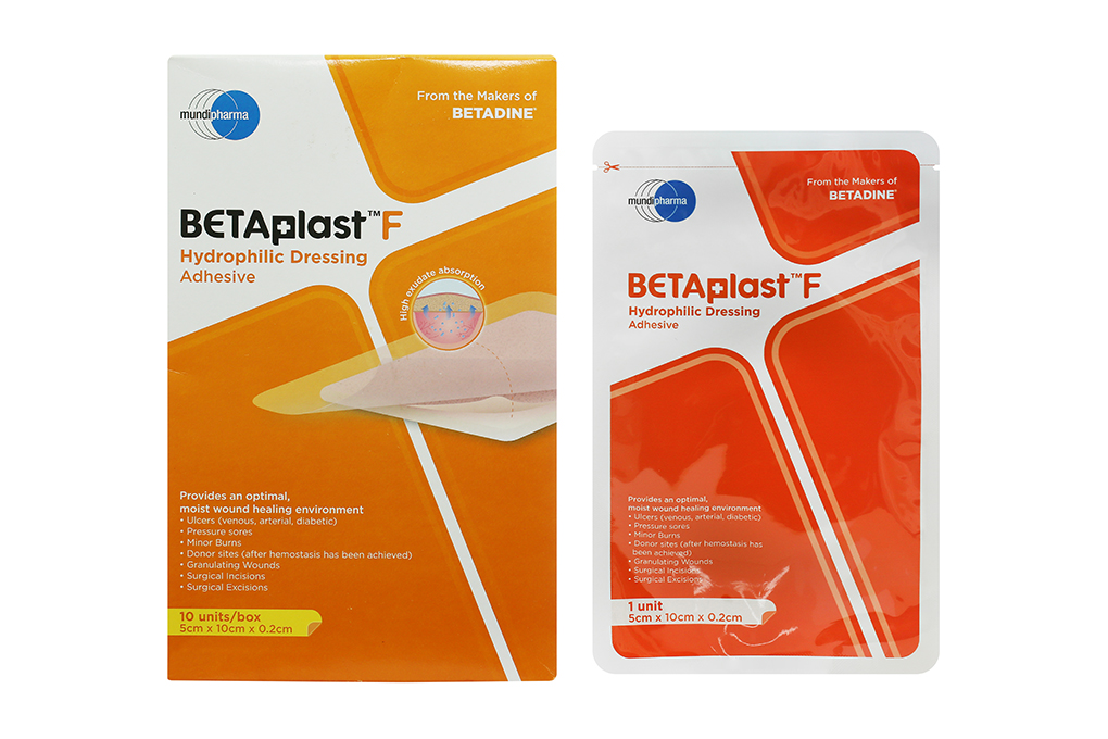Băng vết thương Betaplast F thấm hút dịch vừa đến nhiều (5 x 10 x 0.2cm ...