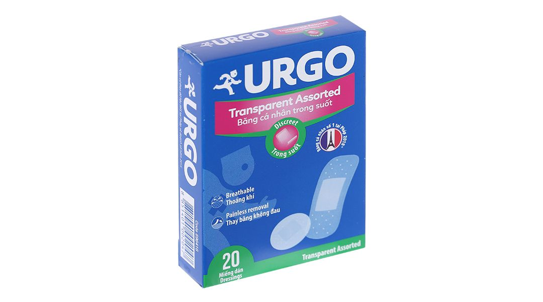Băng cá nhân trong suốt Urgo Transparent Assorted hộp 20 miếng - 09/ ...