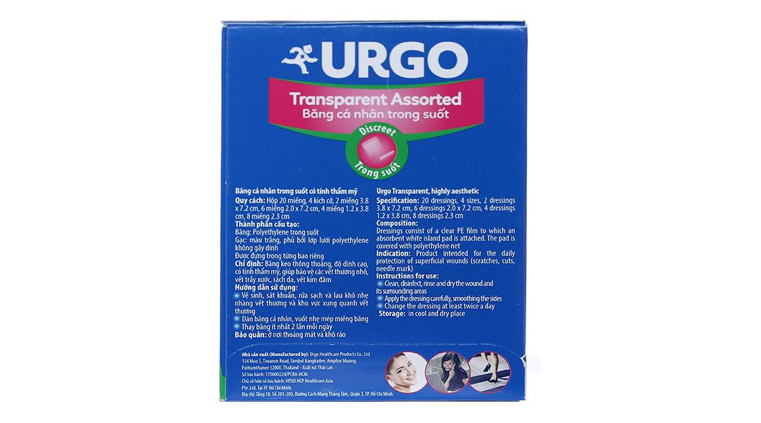 Băng cá nhân trong suốt Urgo Transparent Assorted hộp 20 miếng - 09/ ...