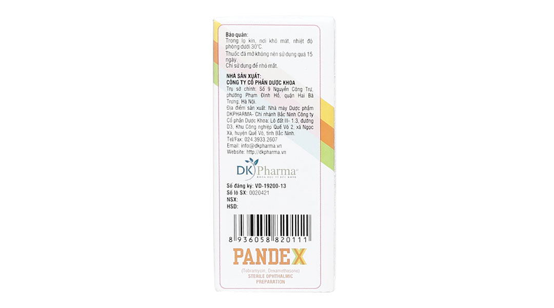 Dung dịch nhỏ mắt Pandex trị viêm kết mạc, viêm giác mạc lọ 5ml - 12/ ...