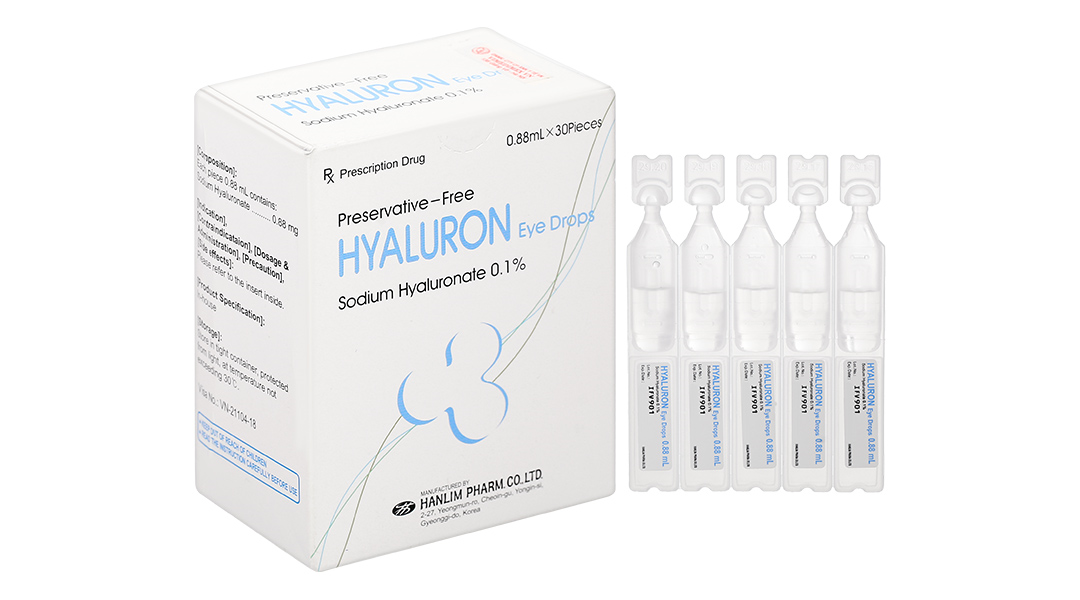 Thuốc nhỏ mắt Hyaluron Eye Drops 0.1% trị tổn thương giác mạc và kết ...