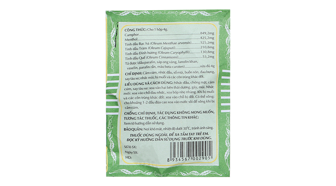 Cao Sao Vàng điều trị cảm cúm, nhức đầu hộp 4g - 05/2026 ...
